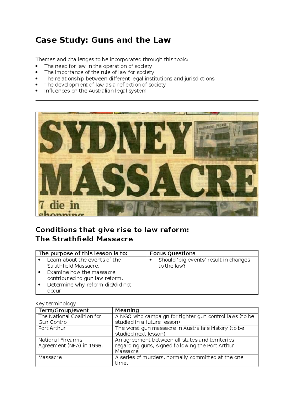 01 Conditions that Give Rise to Law Reform - Strathfield Massacre ...