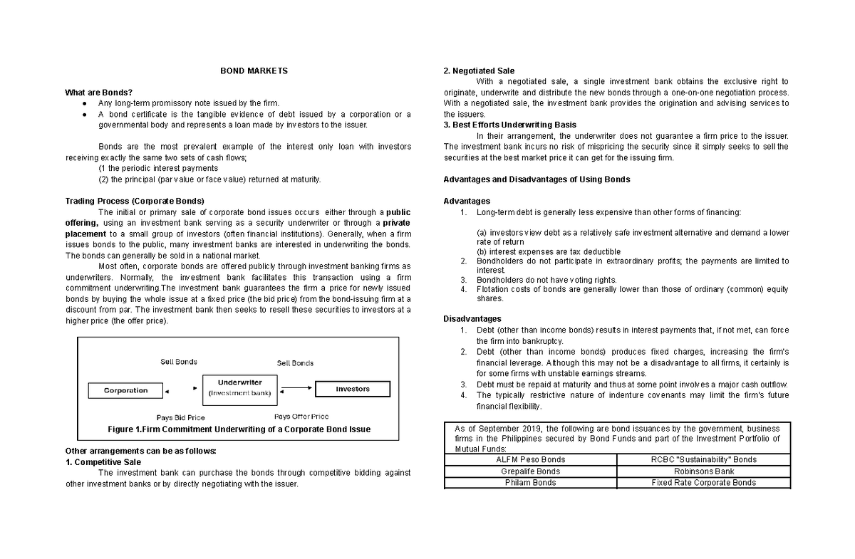 Bond Market Handout - BOND MARKETS What are Bonds? Any long-term ...