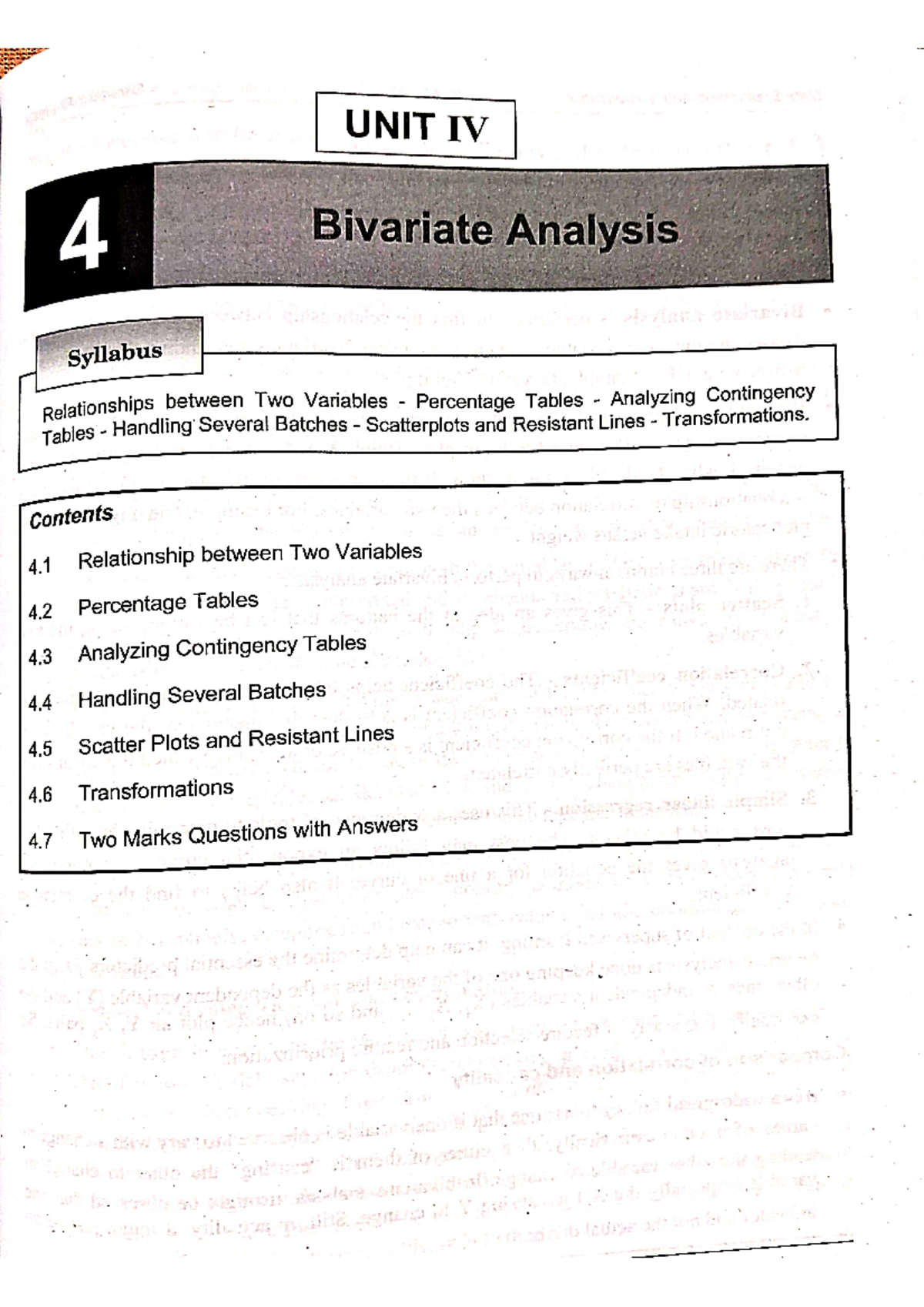 EDA unit-4 - Eda unit 4 - UNIT IV 4 Bivariate Analysis Syllabus Relationships between Two ...