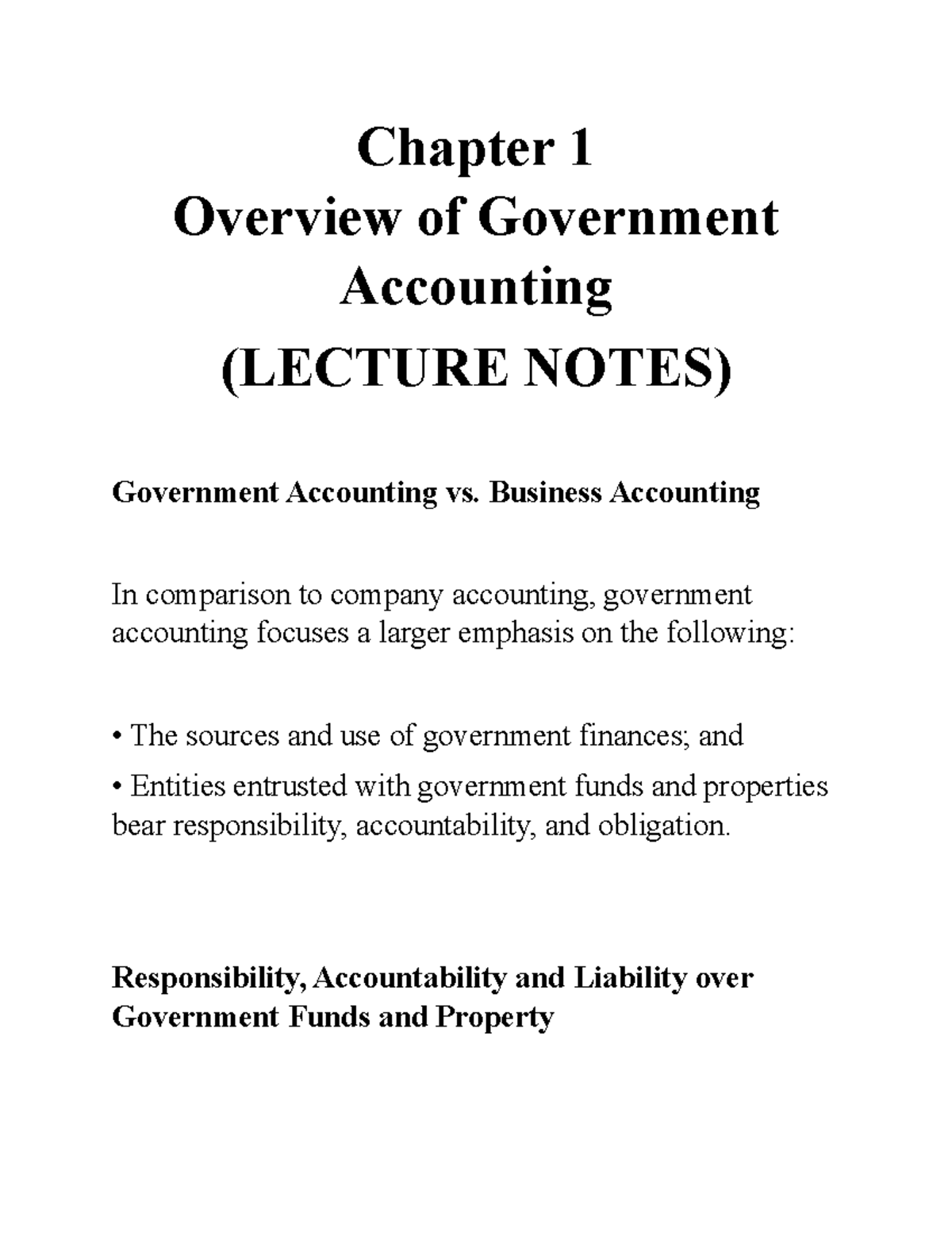 Chapter 1 - Overview of Government Accounting -(Lecture Notes ...
