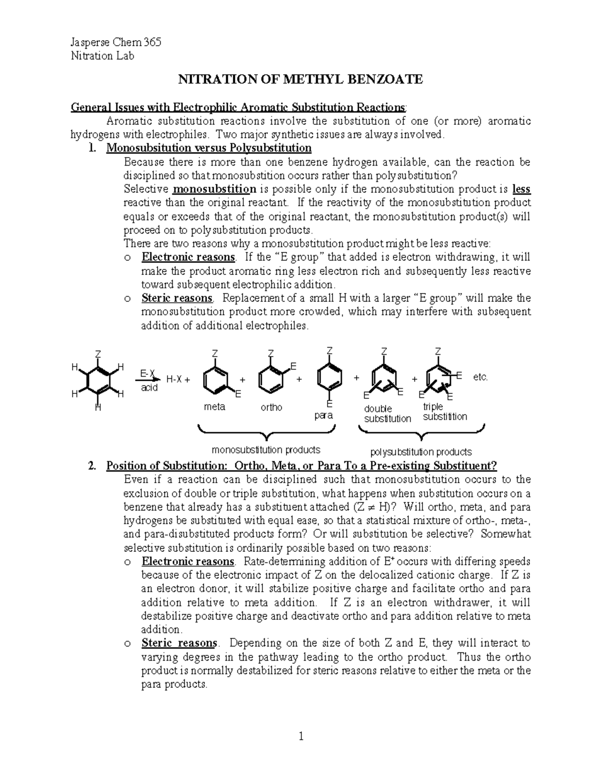Nitration - Labreport - Nitration Lab NITRATION OF METHYL BENZOATE ...