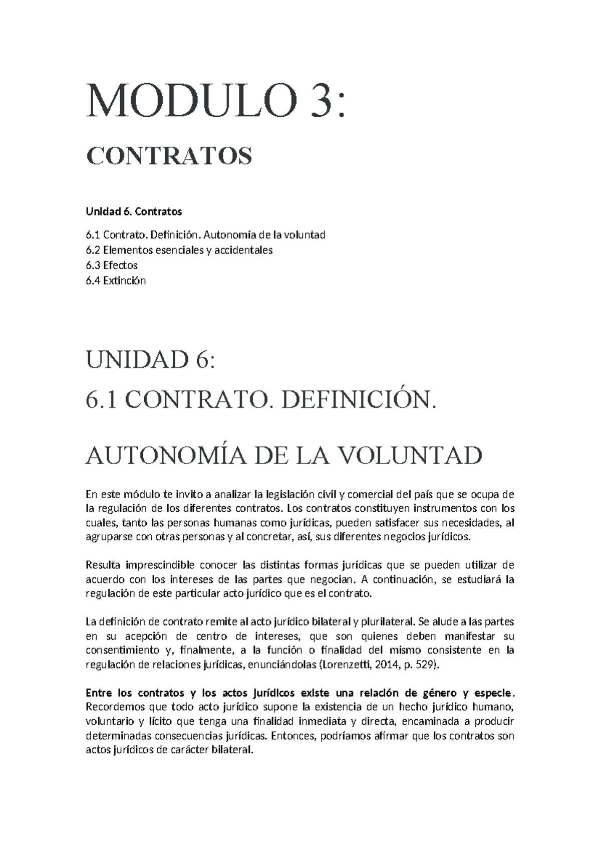 Resumen Segundo Parcial (M3 Y M4) - MODULO 3: CONTRATOS Unidad 6. Contratos 6 Contrato ...