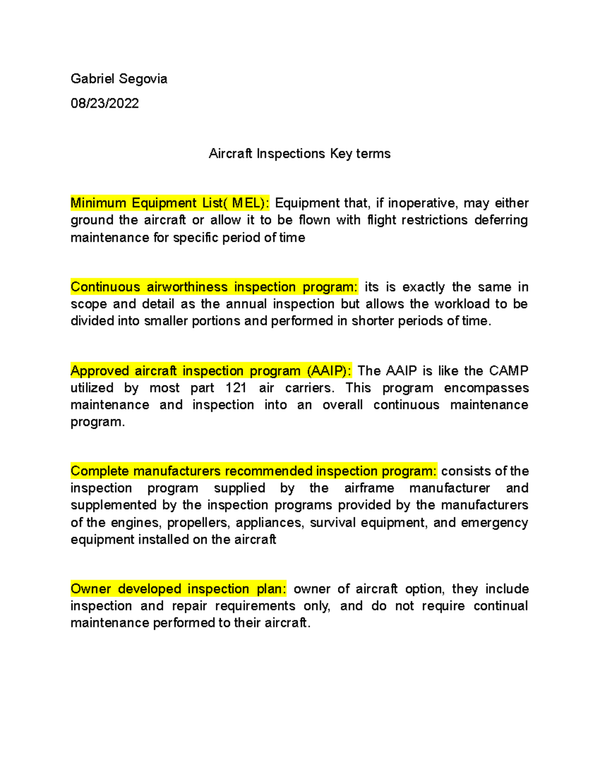Keyterms 1 - summary of the key terms for the class - Gabriel Segovia ...