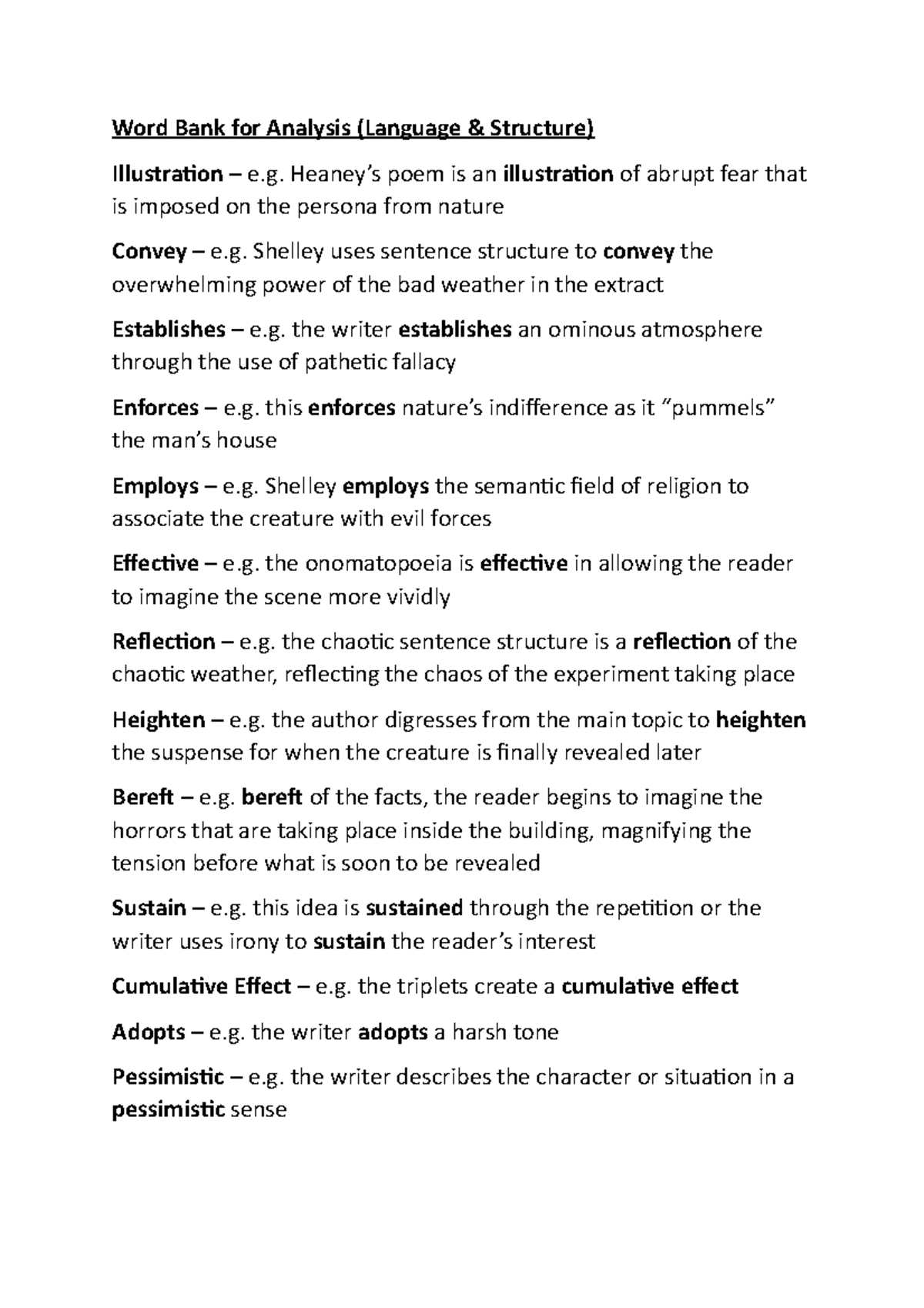 Word Bank for Analysis - Info - Word Bank for Analysis (Language ...