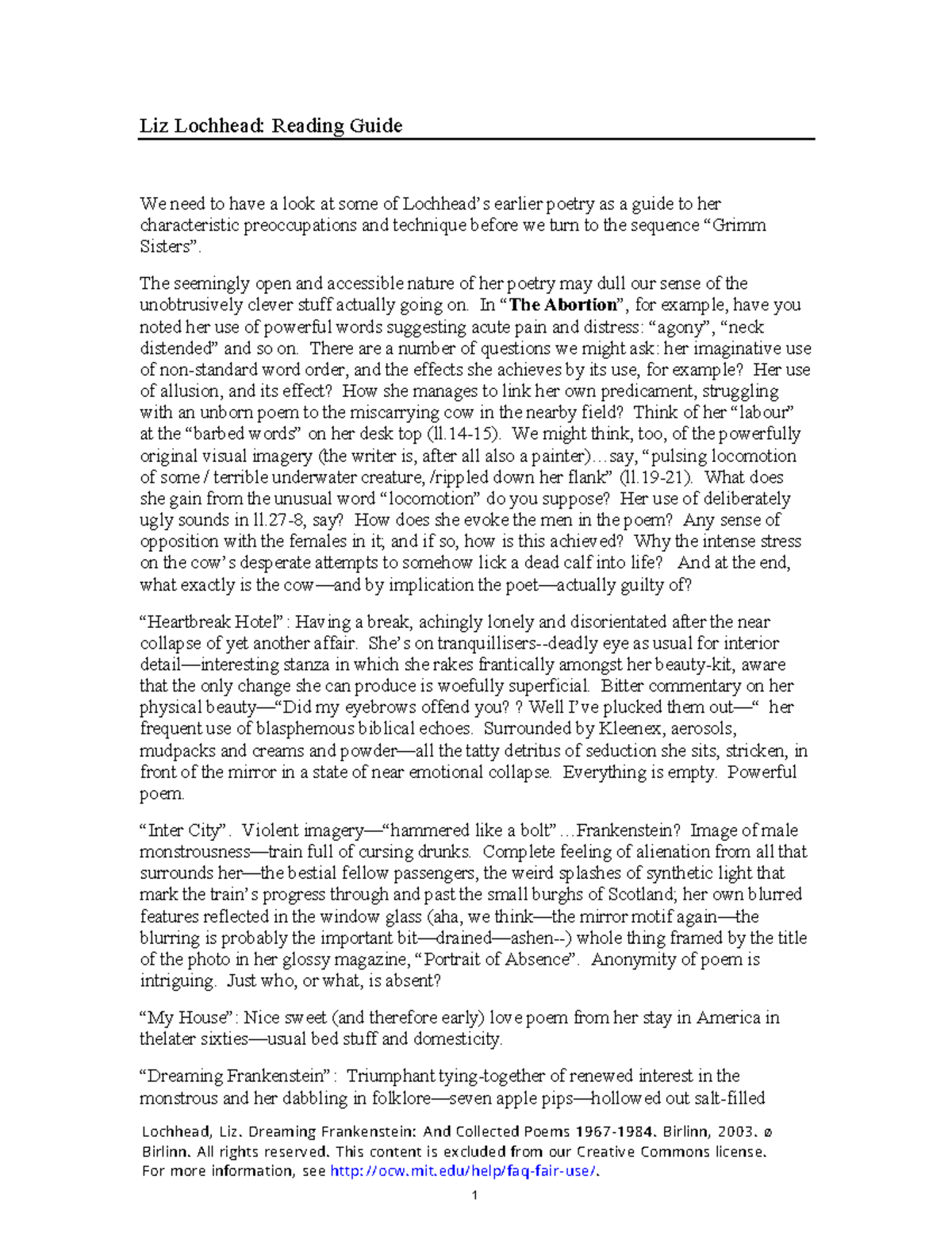 21L.430F15 Liz Lochhead Reading Guide E9 - Liz Lochhead: Reading Guide ...