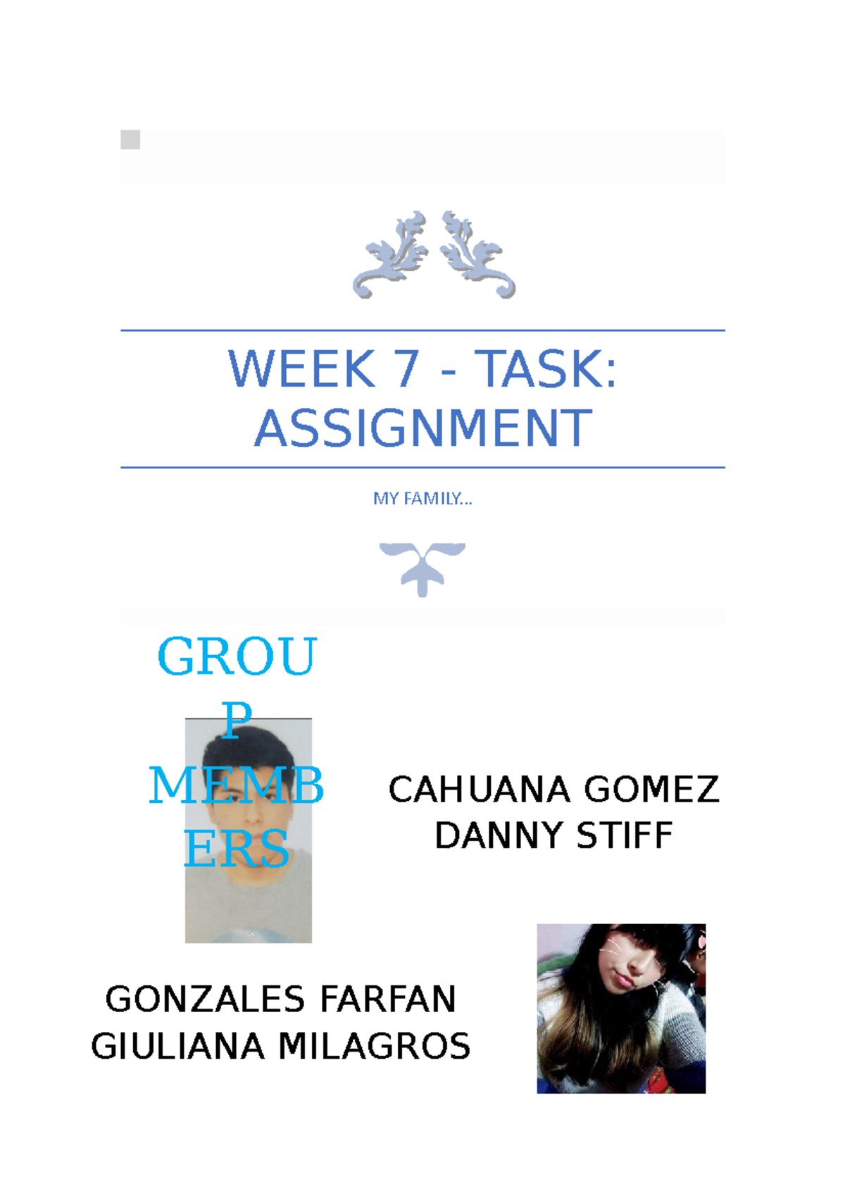 Ingles mi familia - apuntes - WEEK 7 - TASK: ASSIGNMENT MY FAMILY ...