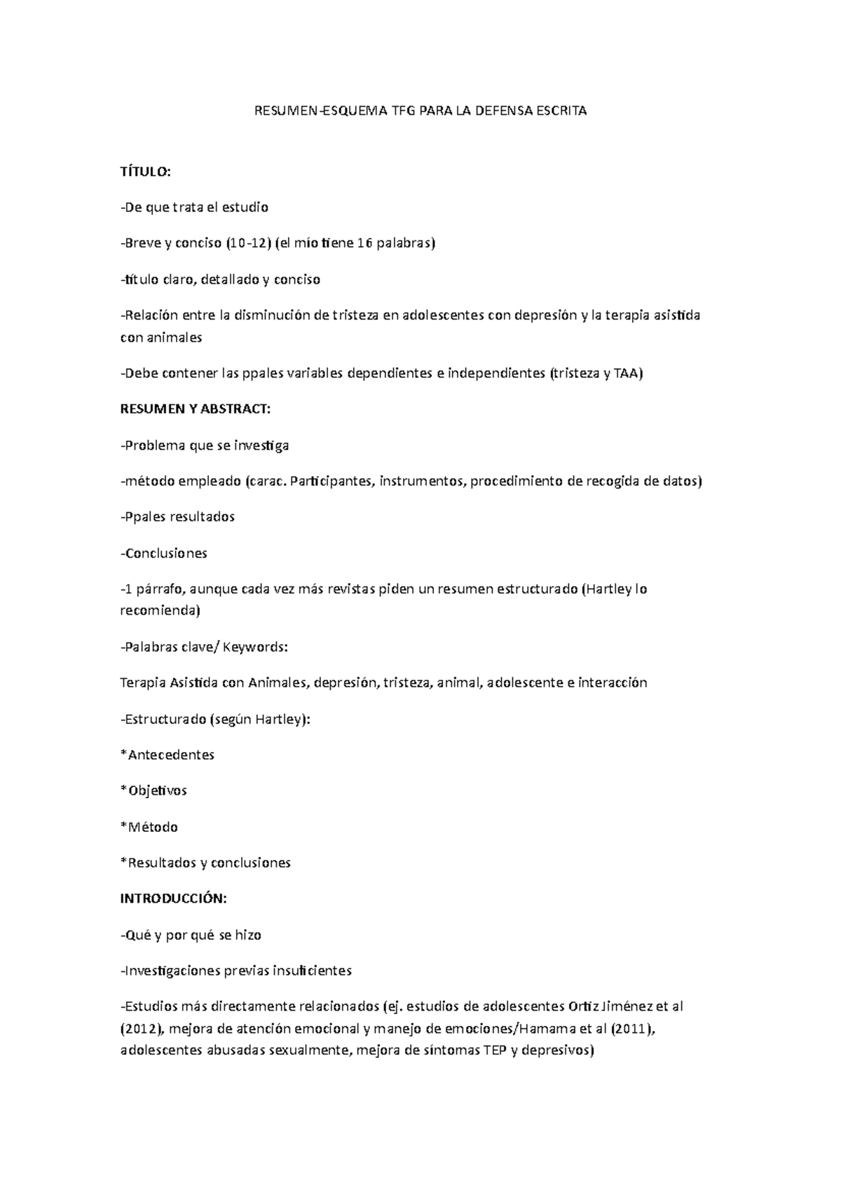 Resumen- Esquema TFG PARA LA Defensa Escrita - RESUMEN-ESQUEMA TFG PARA LA DEFENSA ESCRITA ...
