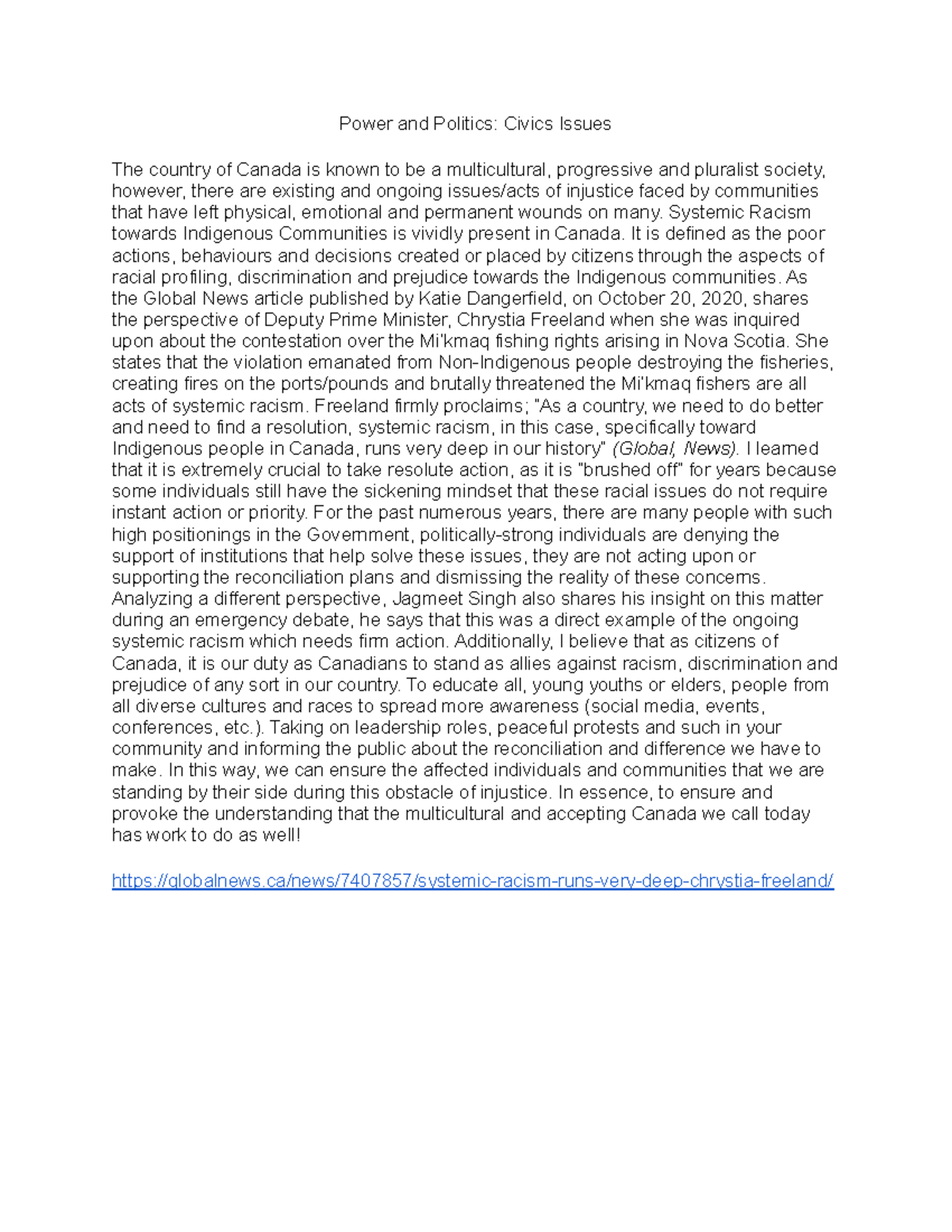 Civics issues - Power and Politics: Civics Issues The country of Canada ...