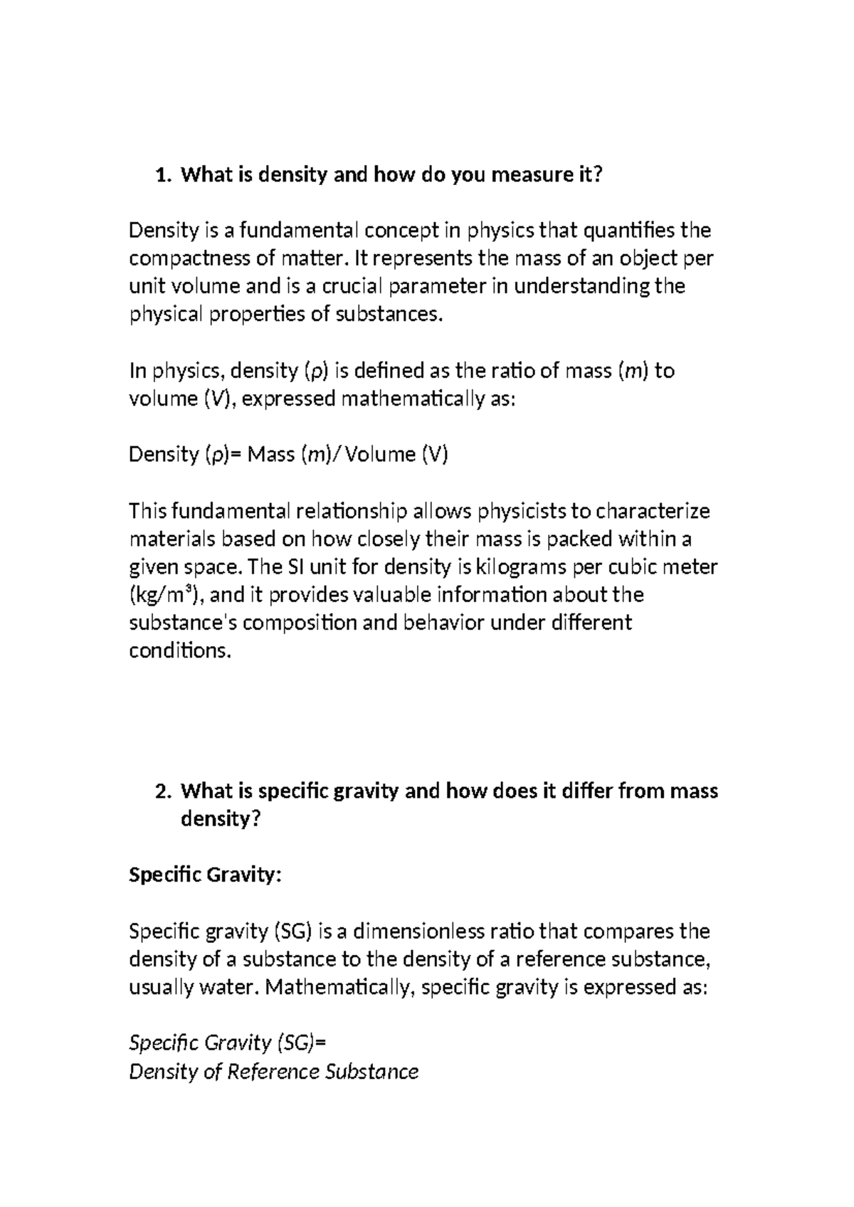 Physics laboratiry 2 - What is density and how do you measure it ...