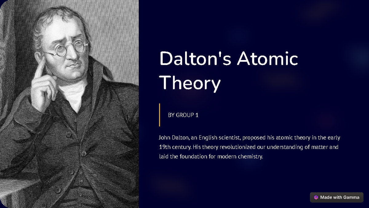 Daltons-Atomic-Theorypdf - Dalton's Atomic Theory ####### BY GROUP 1 ...