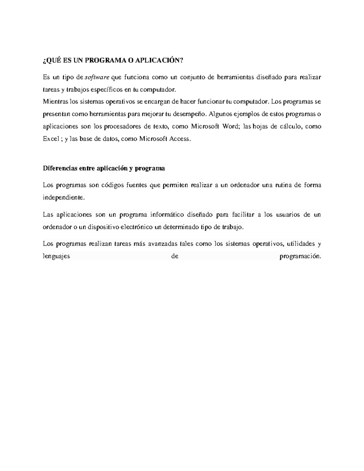 QUÉ ES UN Programa O Aplicación - ¿QUÉ ES UN PROGRAMA O APLICACIÓN? Es ...