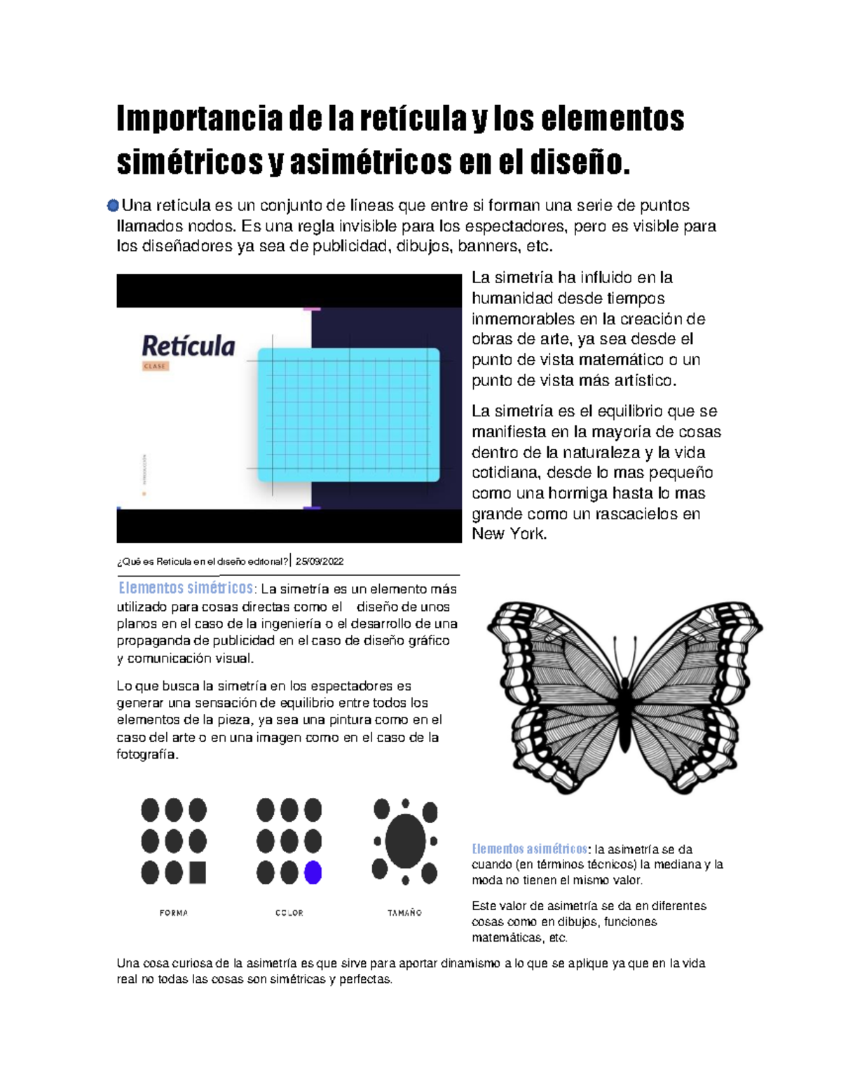 Importancia de la retícula y los elementos simétricos y asimétricos en ...