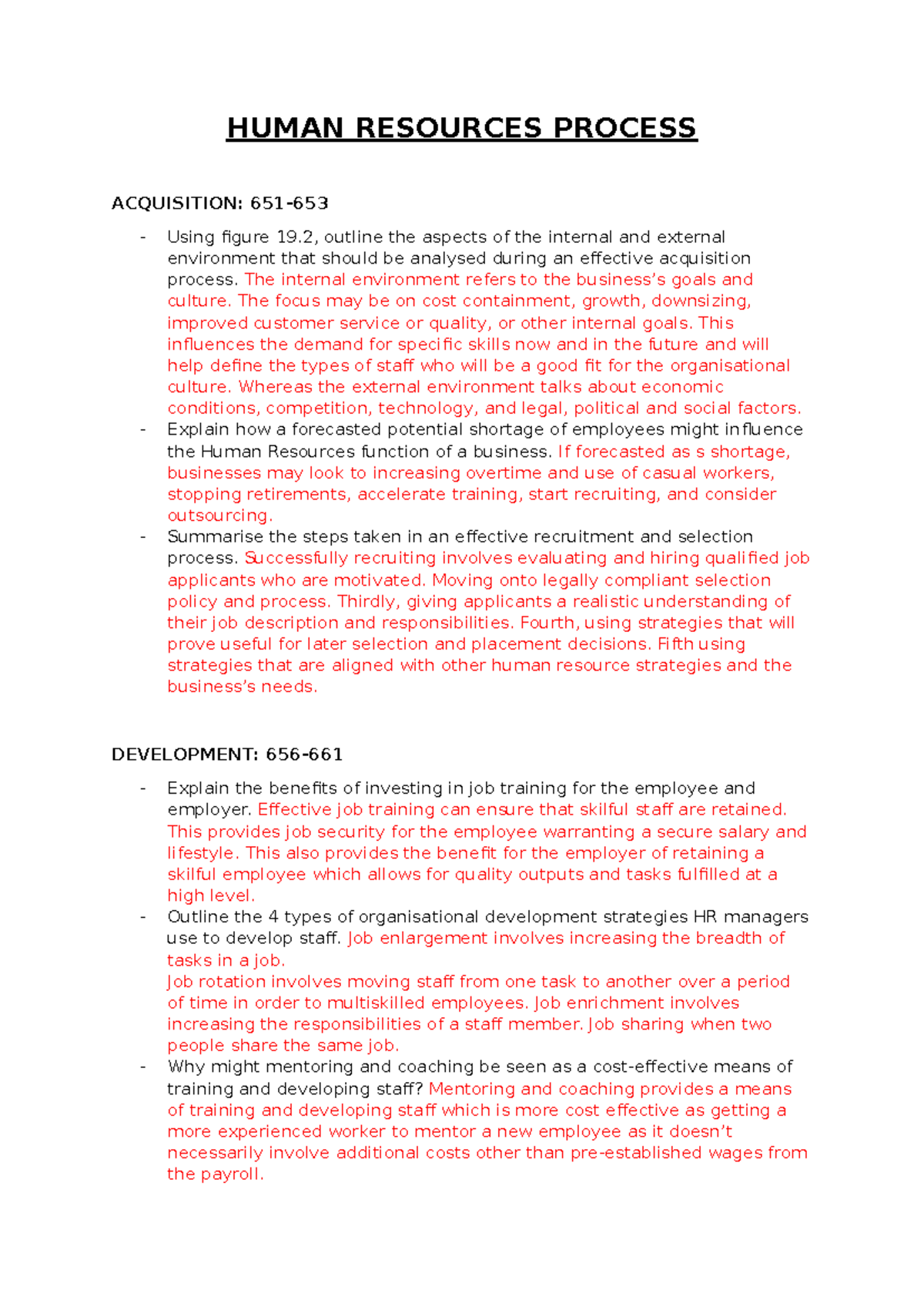 HR Processes - HUMAN RESOURCES PROCESS ACQUISITION: 651- Using figure ...