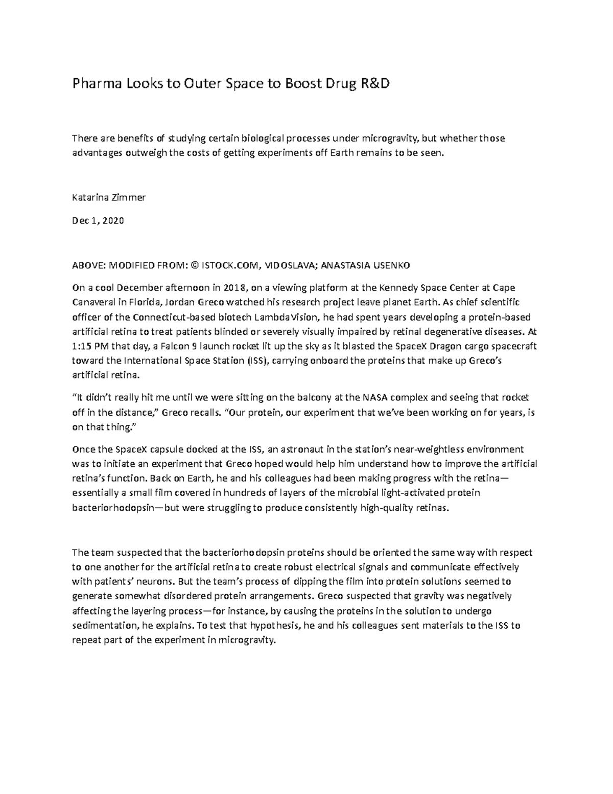 Document-1 - research and development - Pharma Looks to Outer Space to ...