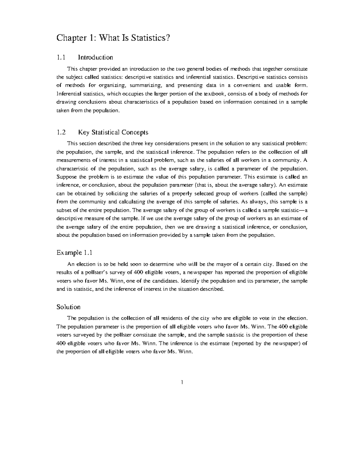 Chapter 01 Study Guide - Chapter 1: What Is Statistics? 1 Introduction ...