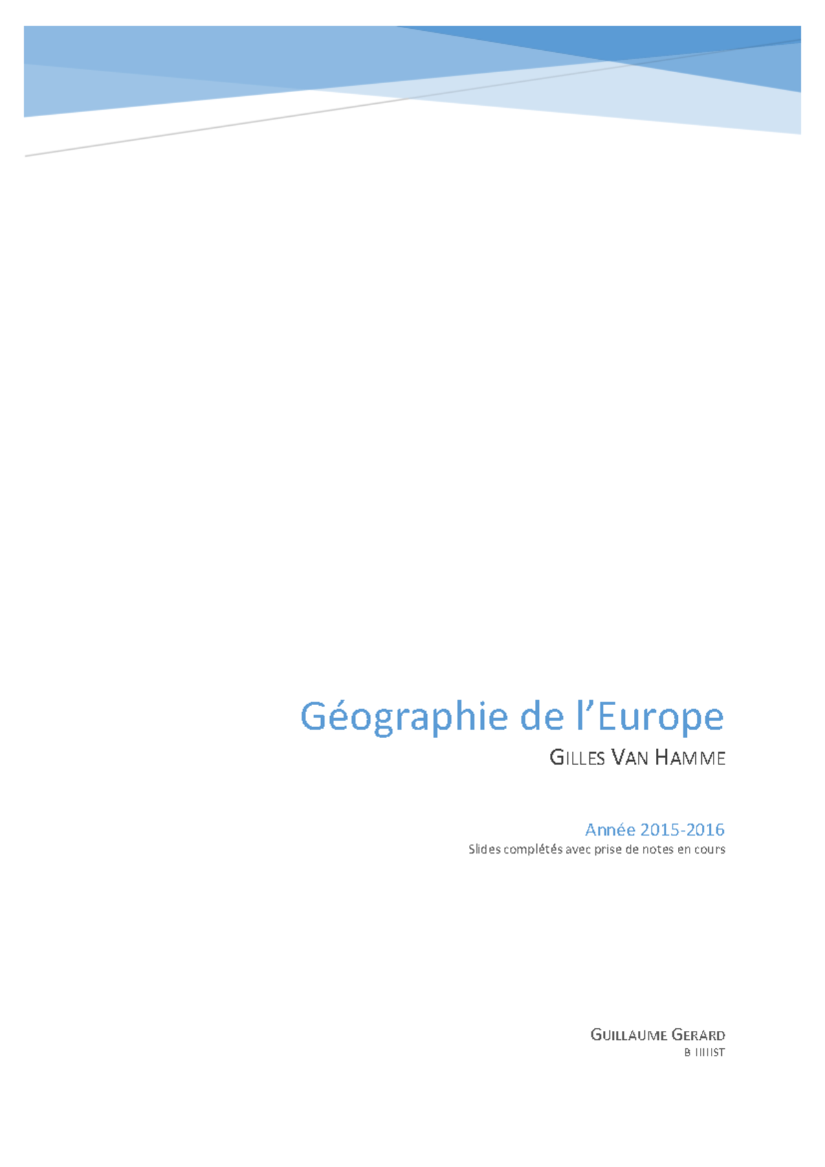 Synthese Geographie de l'Europe - ULB - Studocu