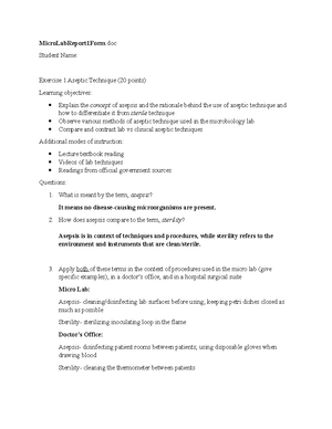 Micro Lab Report 6Form - BIOL 2500L - MicroLabReport6Form Student Name ...