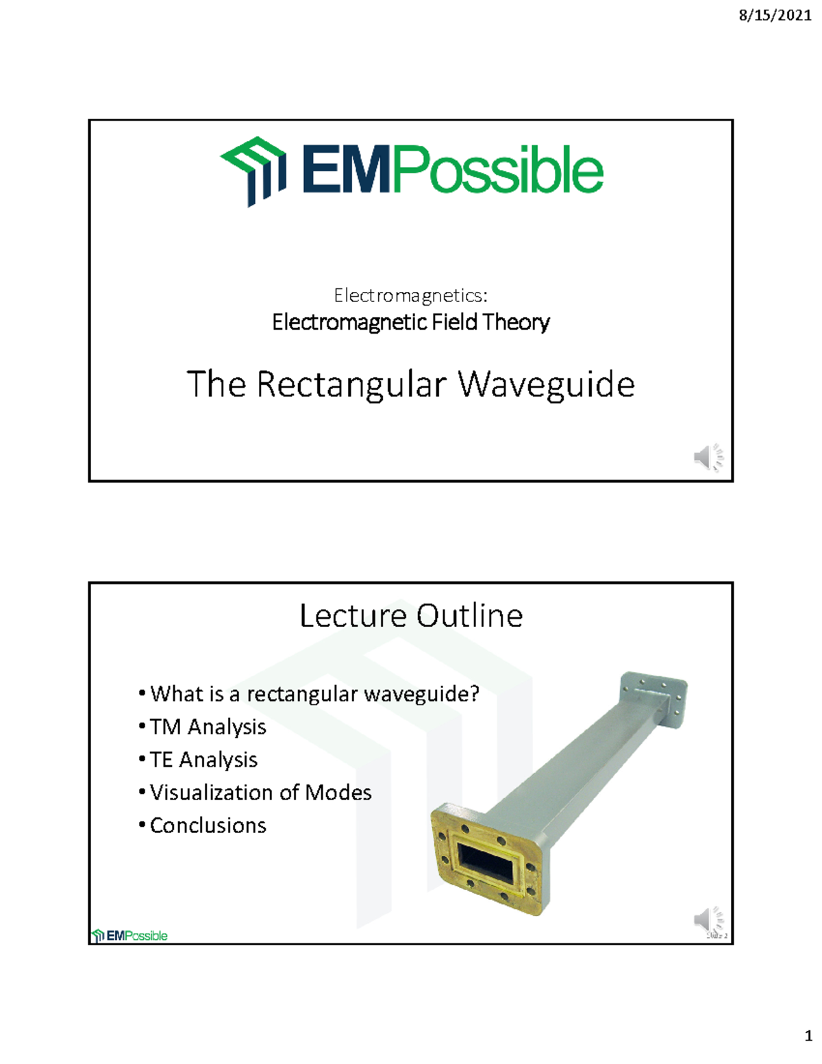 Rectangular-waveguide EMT - Electromagnetics: ####### Electromagnetic Field Theory The ...