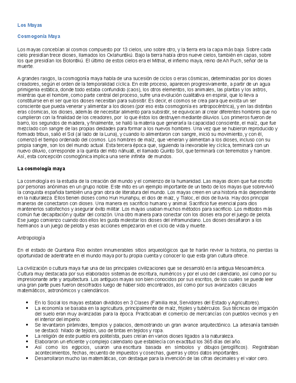 Los Mayas - Djjdkd - Los Mayas Cosmogonía Maya Los mayas concebían al ...