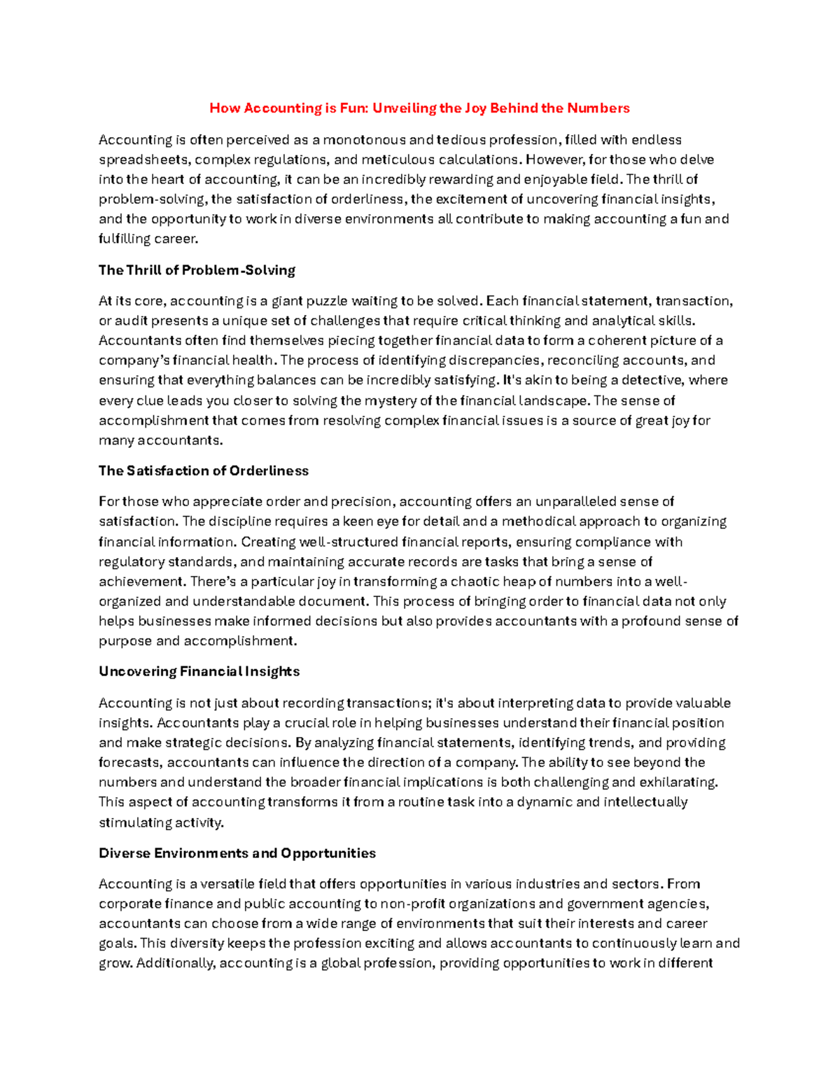 How Accounting is Fun - An Essay - How Accounting is Fun: Unveiling the ...