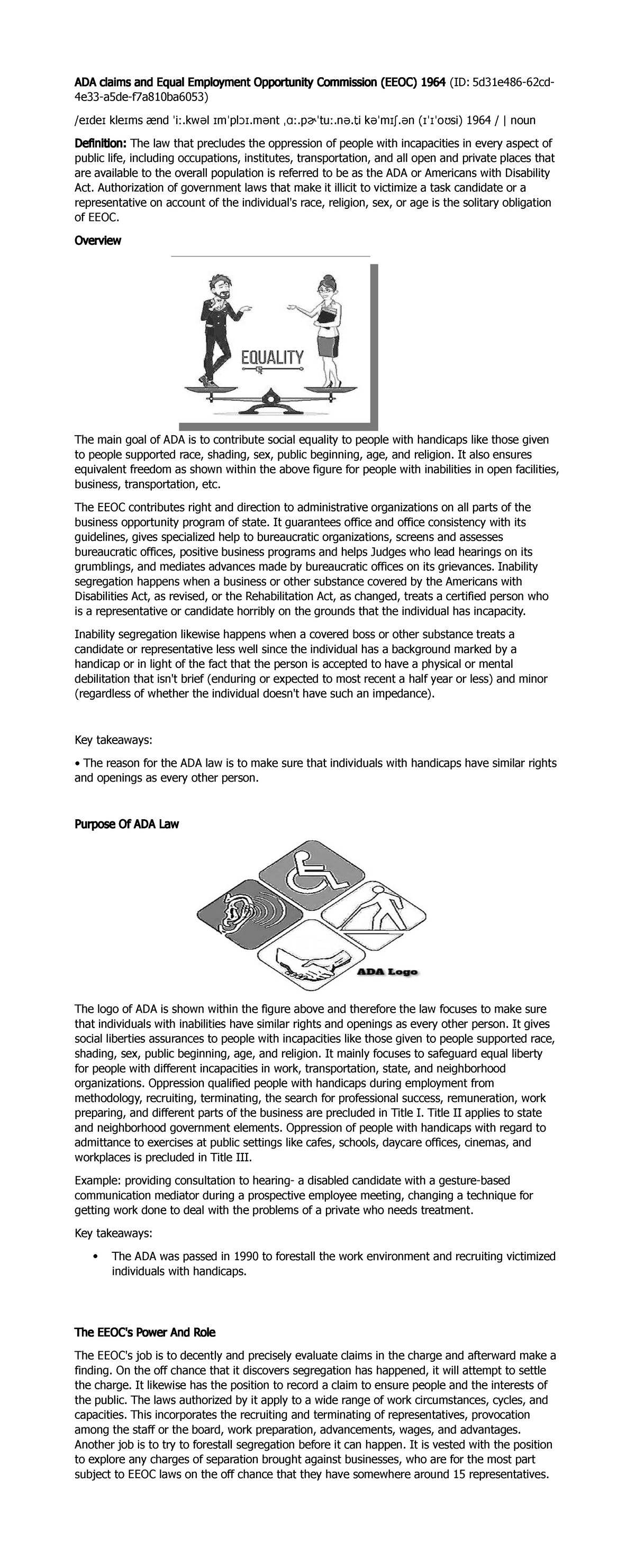 Business ADA claims and Equal Employment Opportunity Commission (EEOC ...