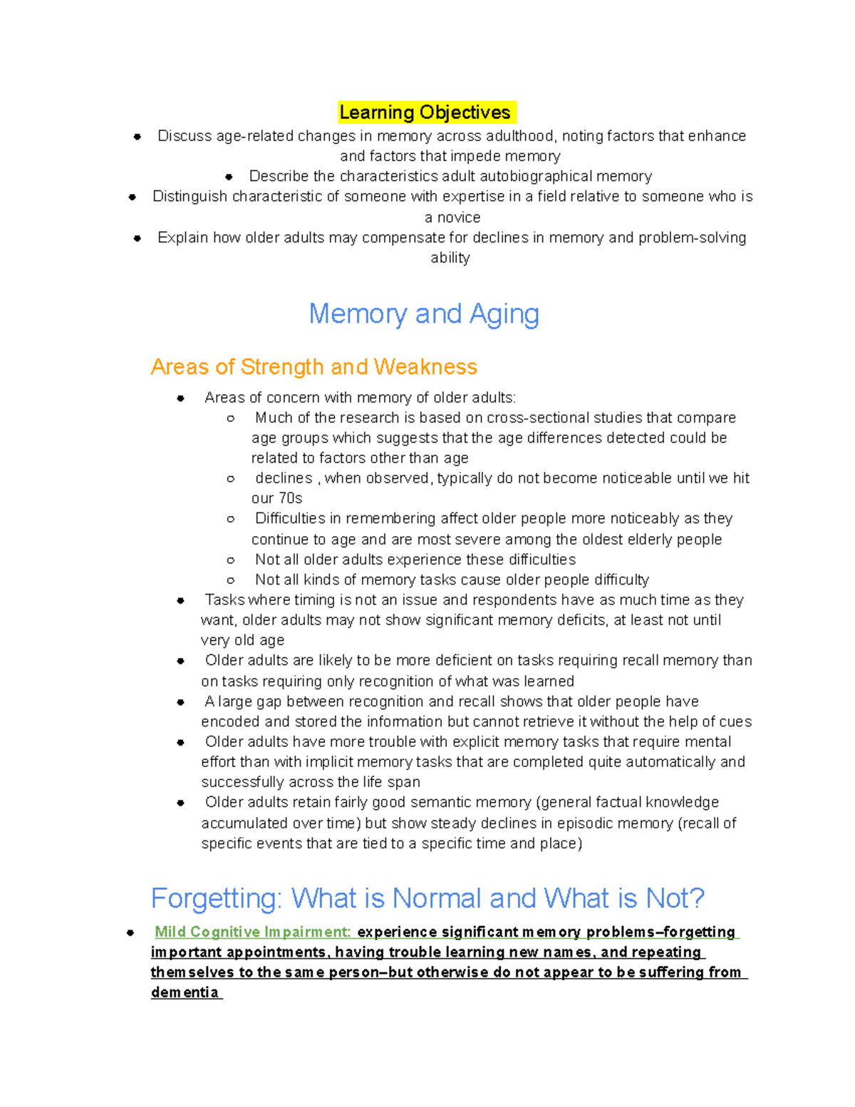7.5 The Adult - Chapter 7 Memory and learning section 7.5 book notes ...