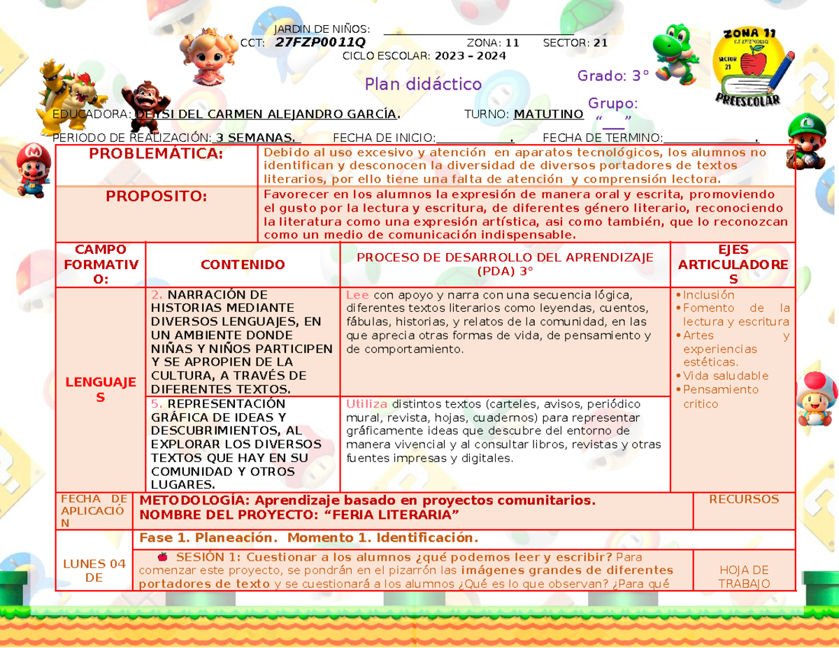 1 PLAN APC Feria Literaria Febrero 2024 Modificado - Grado: 3° Grupo ...