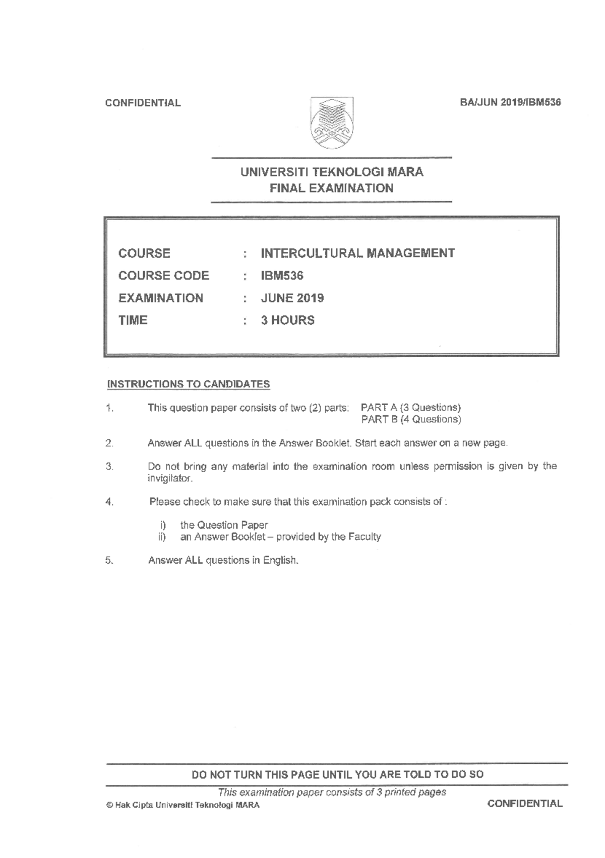 IBM536 2019 - International business management electronic question ...