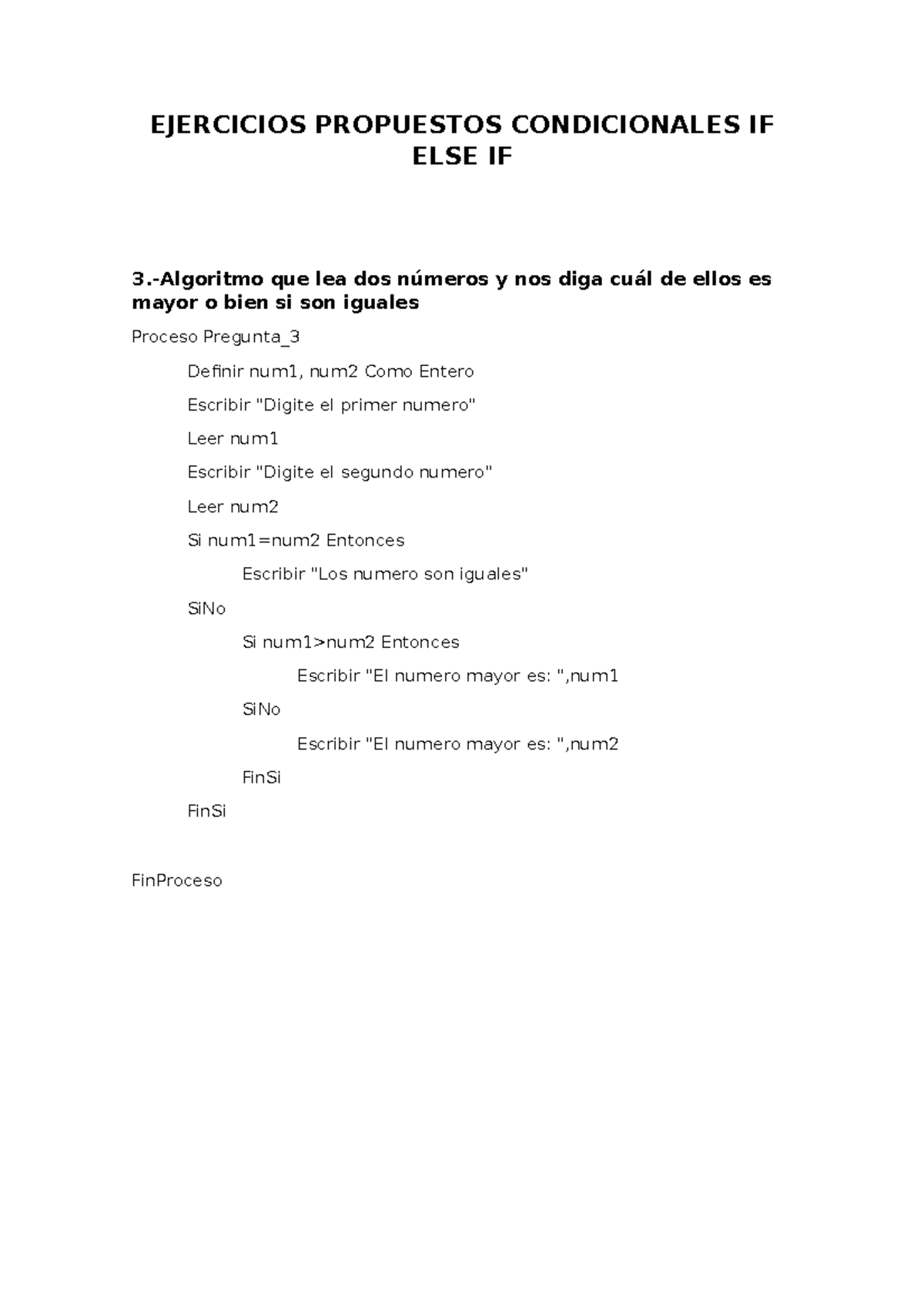 Ejerccios Propuestos Condicionales IF ELSE IF de herramientas ...