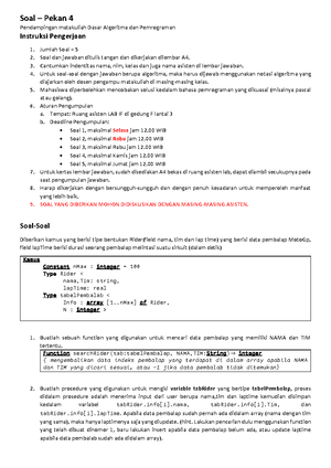 115046 SOAL Latihan Array OF TIPE Bentukan - Basic Algorithms and Programming - LATIHAN ARRAY OF ...