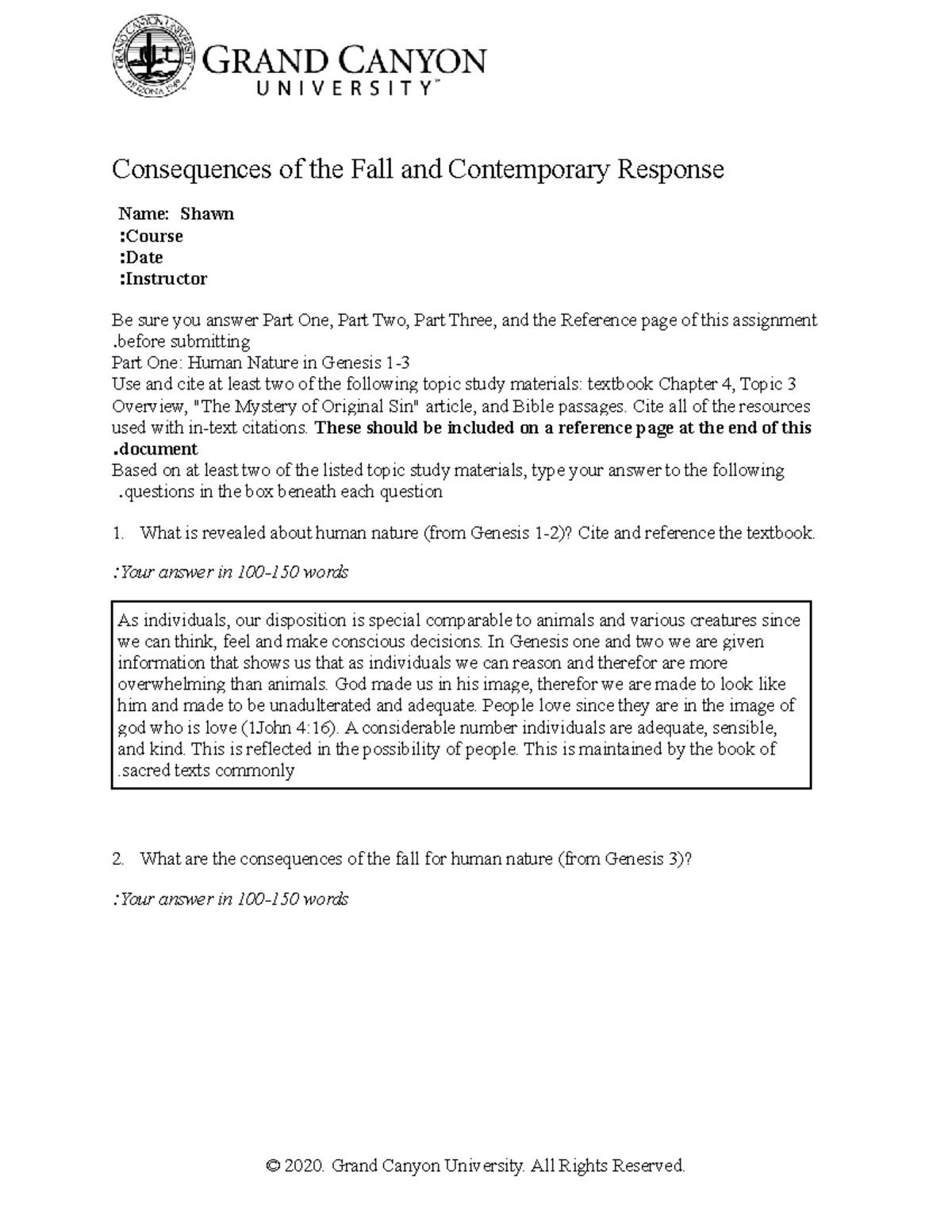 Consequence of the fall 1 - Consequences of the Fall and Contemporary ...