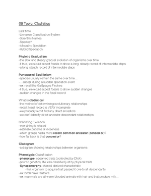 GEOL 008- Worksheet- Building Cladograms - Name: Class Time (circle one ...