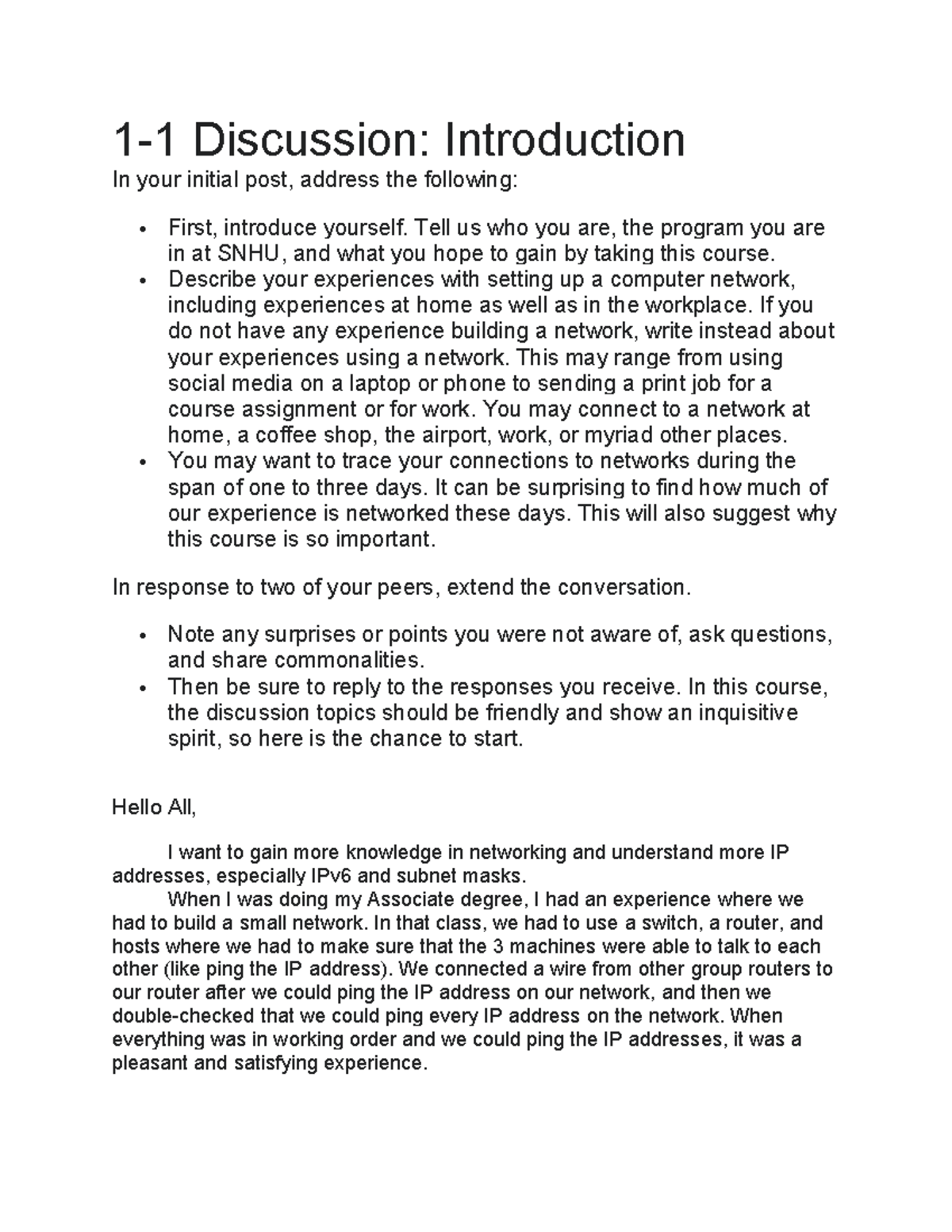 IT-212-X2249 - 1-1 Discussion - Introduction - 1-1 Discussion ...