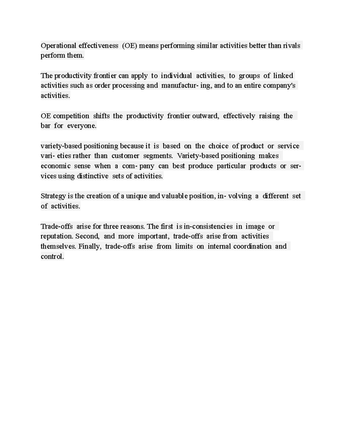 APRD 2001 notes - Operational effectiveness (OE) means performing ...