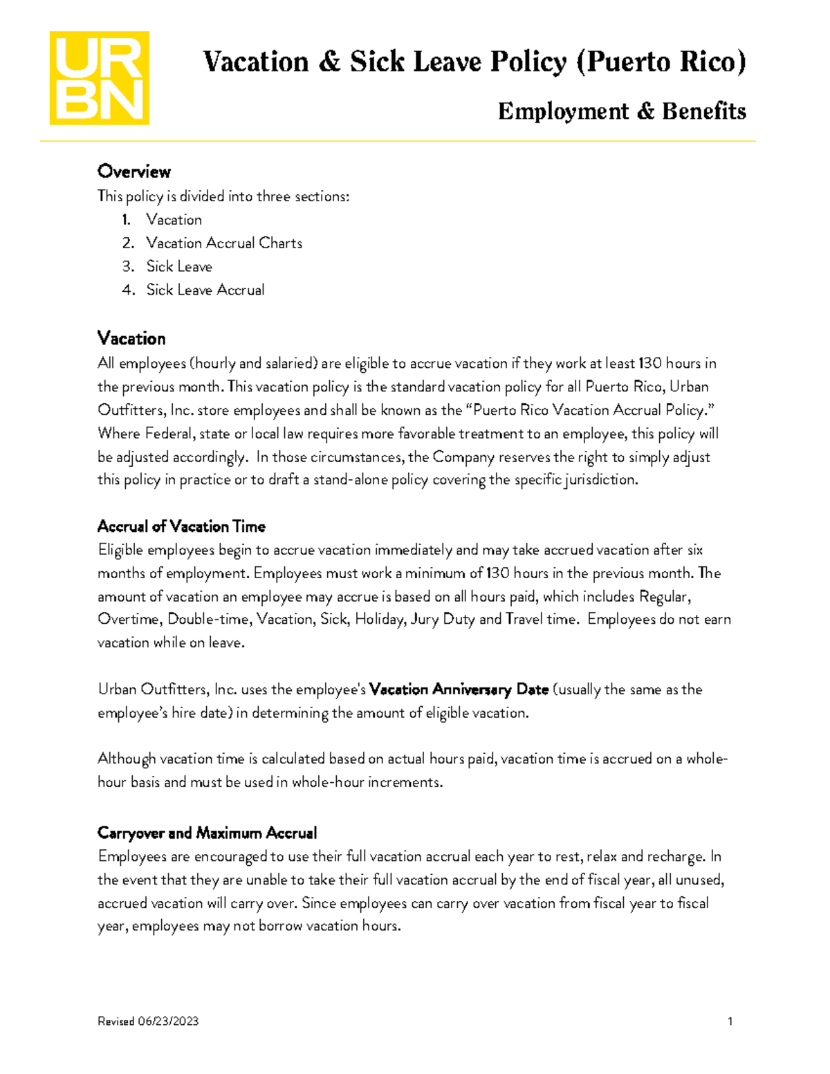 Vacation-and-Sick-Leave Policy(PR) - Employment & Benefits Overview ...