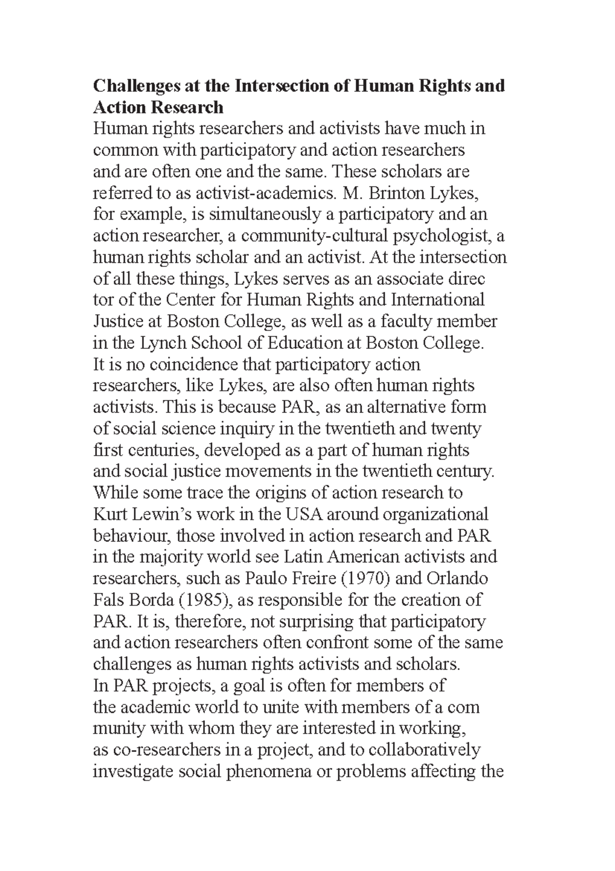 Challenges at the Intersection of Human Rights and Action Research ...