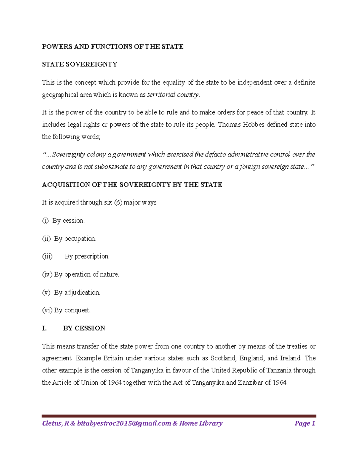 7. Powers AND Functions OF THE State - POWERS AND FUNCTIONS OF THE ...