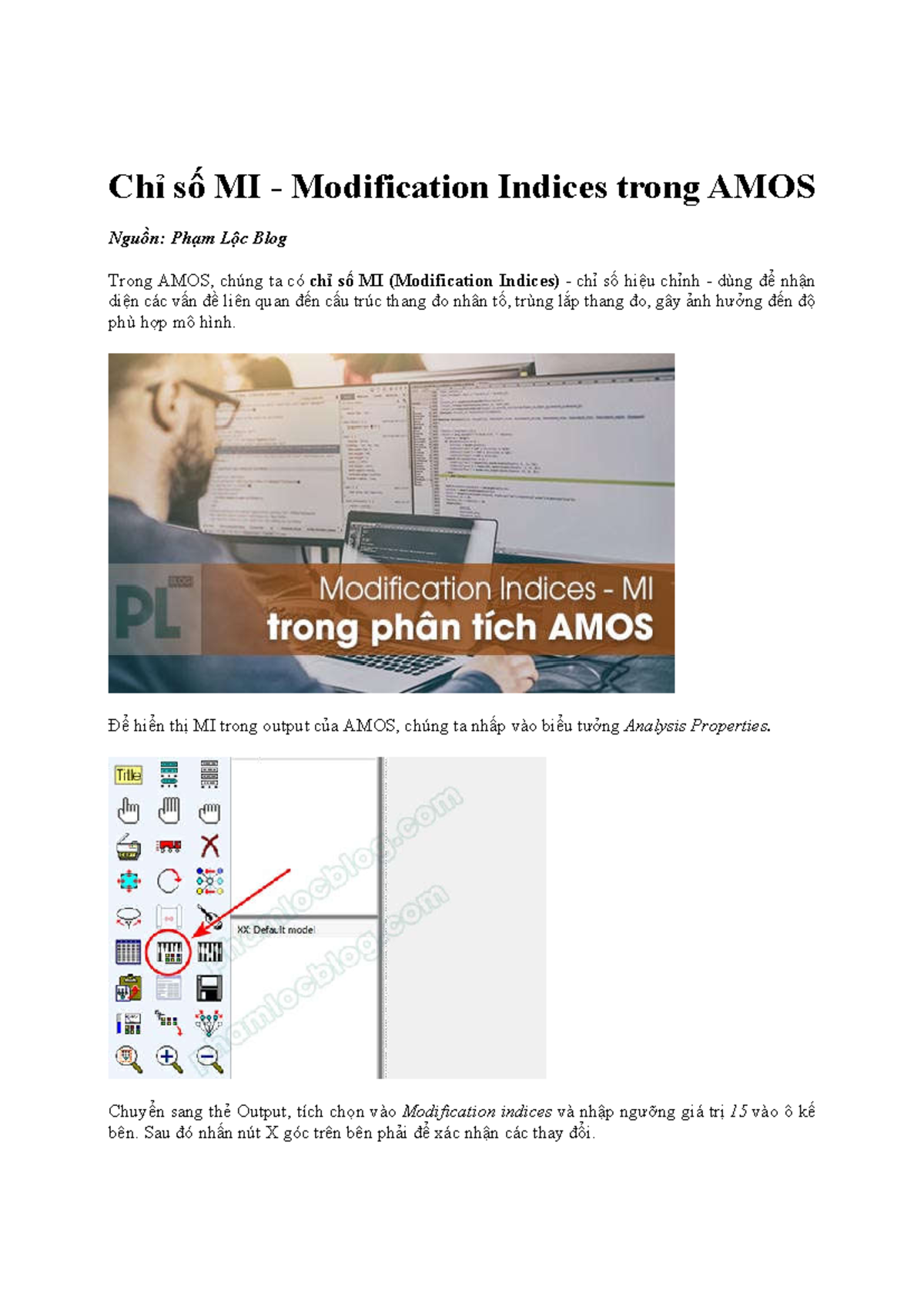 2. Chỉ số MI trong AMOS - AMOS - Chỉ số MI - Modification Indices trong AMOS Nguồn: Phạm Lộc ...