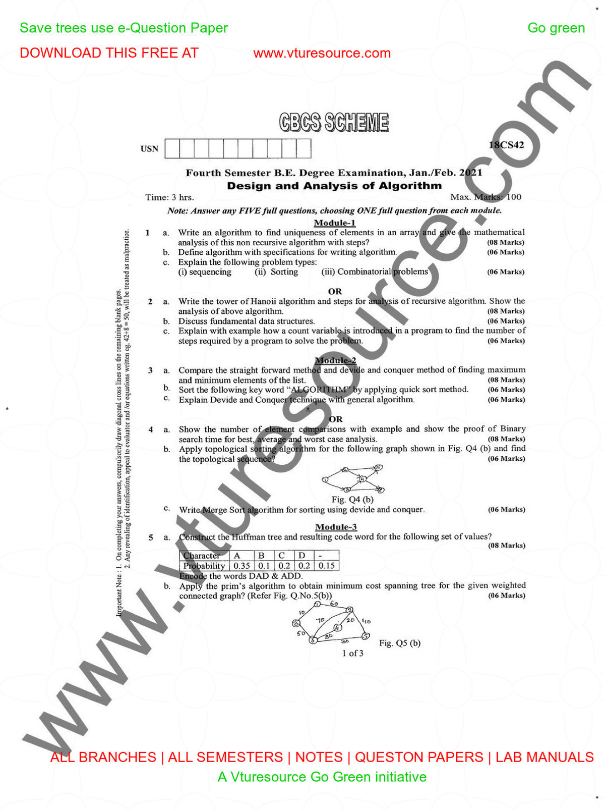 Daaqp 1 - daa previous year qp - Design and Analysis of Algorithms ...