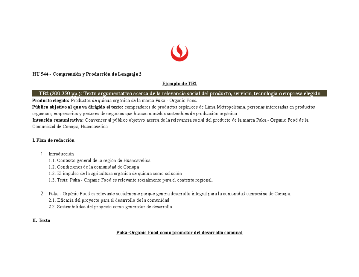 7a Ejemplo TB2 - uyfgbuoiu iuhiubo+ obbuionol oihui - HU 544 - Comprensión y Producción de ...