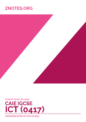 ICT Notes for IGCSE ICT 0417 - CIE – IGCSE Winter 2013 INFORMATION AND ...