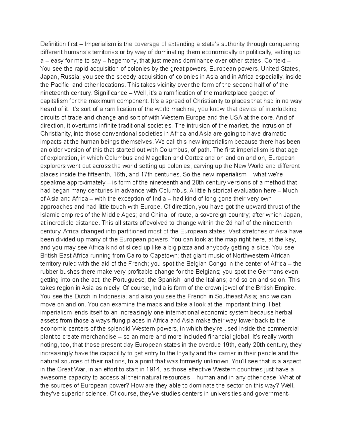 2312 - New Imperialism Part 1 - Definition first – Imperialism is the ...