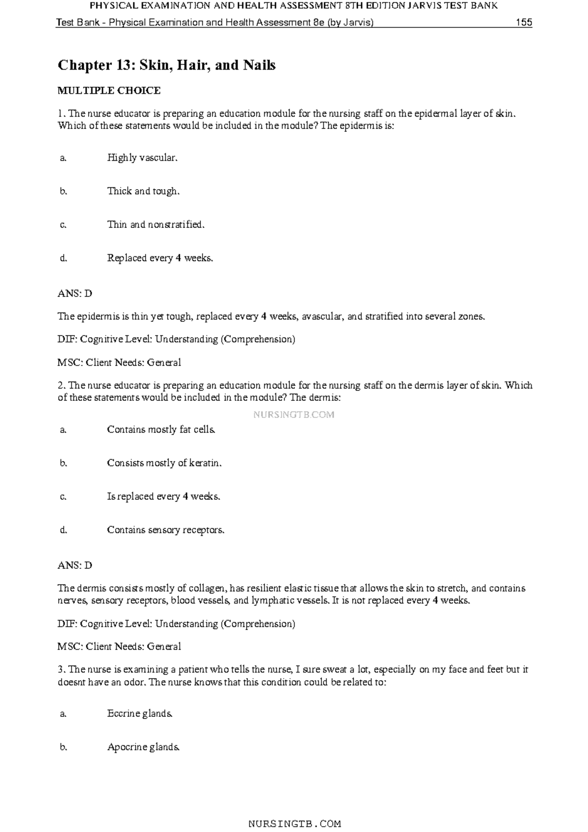 TB-Chapter 13 Skin, Hair, and Nails - NURSINGTB Chapter 13: Skin, Hair ...