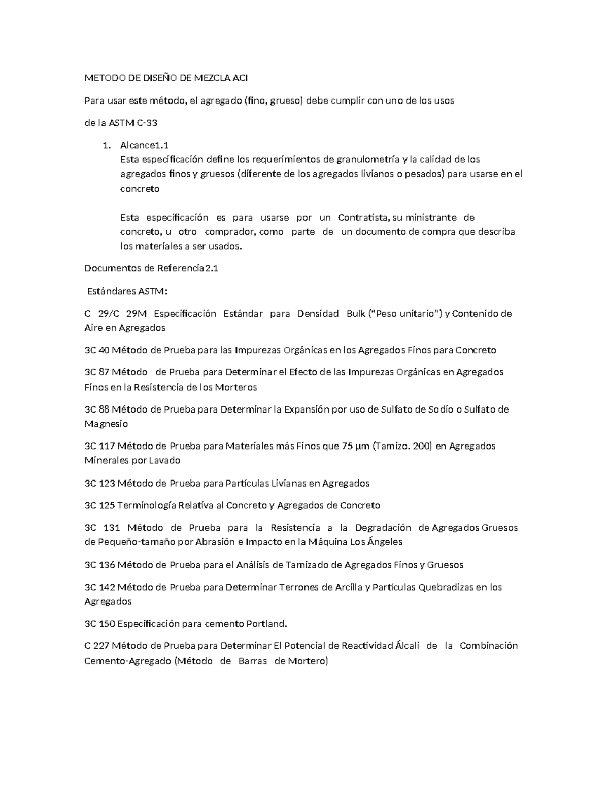 Metodo DE Diseño DE Mezcla ACI - METODO DE DISEÑO DE MEZCLA ACI Para ...