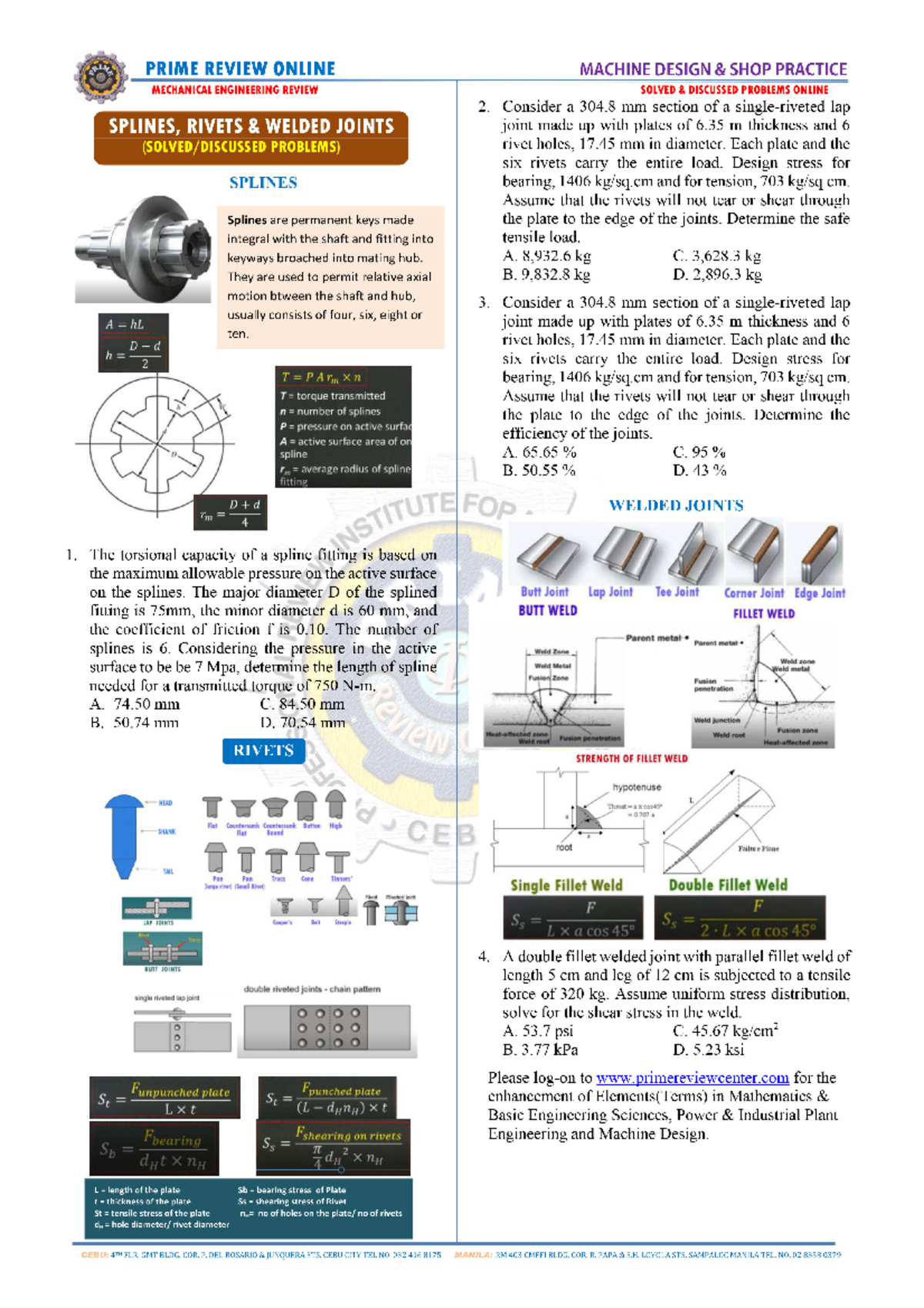 Splines, Rivets Welded Joints - Mechanical Engineering - Studocu