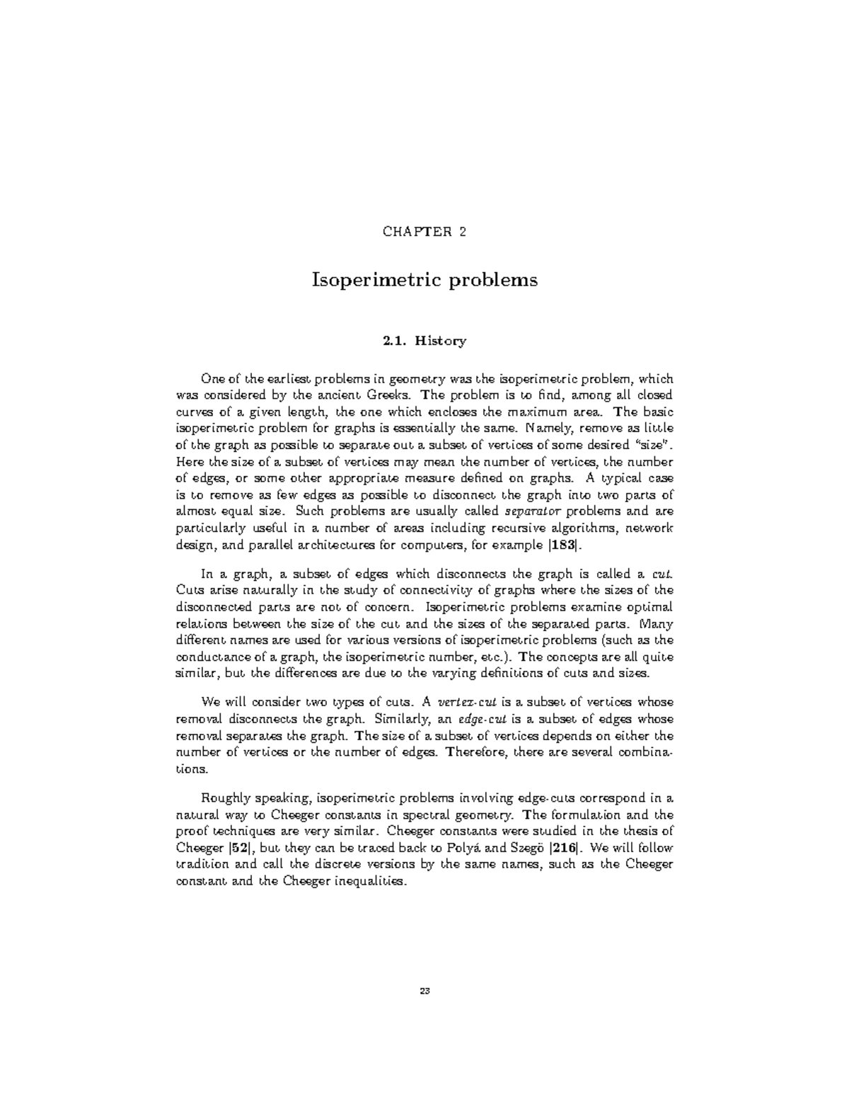 Ch2 - spectral graph - CHAPTER 2 Isoperimetric problems History One of ...
