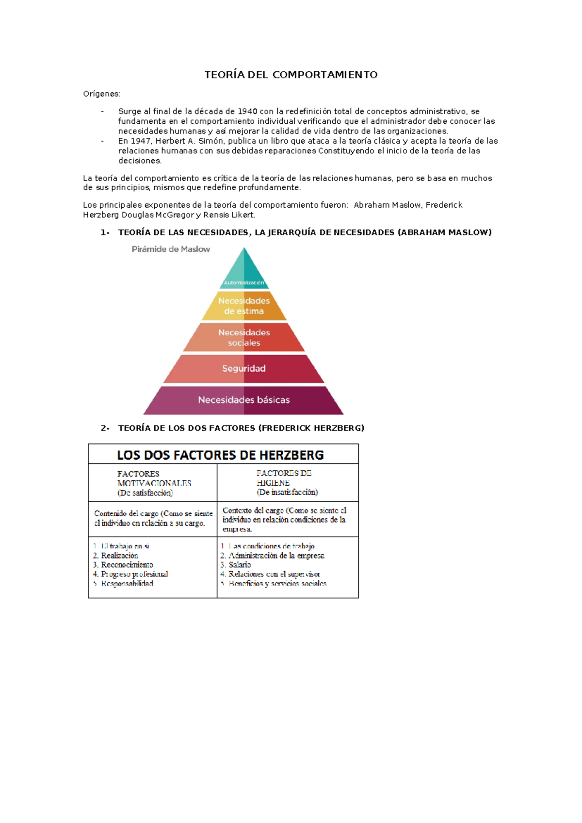 Teoría DEL Comportamiento - TEORÍA DEL COMPORTAMIENTO Orígenes: - Surge ...