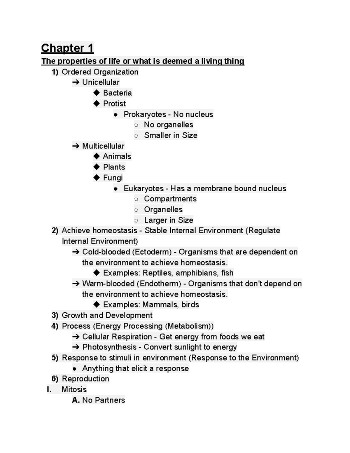 Chapters 1-5 Study Guide - Chapter 1 The properties of life or what is deemed a living thing 1 ...