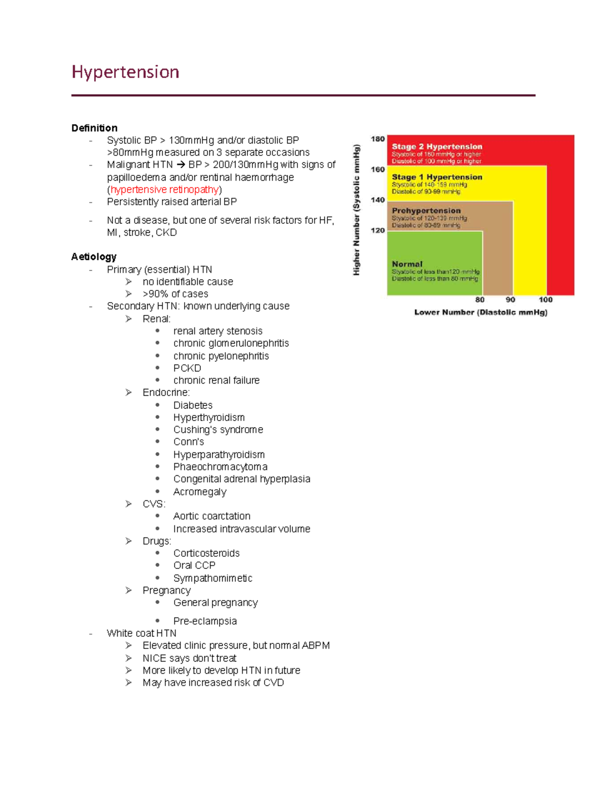 Hypertension - htn notes updated - Hypertension Definition - Systolic ...