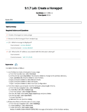 Learning Platform Comp TIA - 4.3 Lab: Congure IP Networks and Subnets Candidate: Joe Collins ...